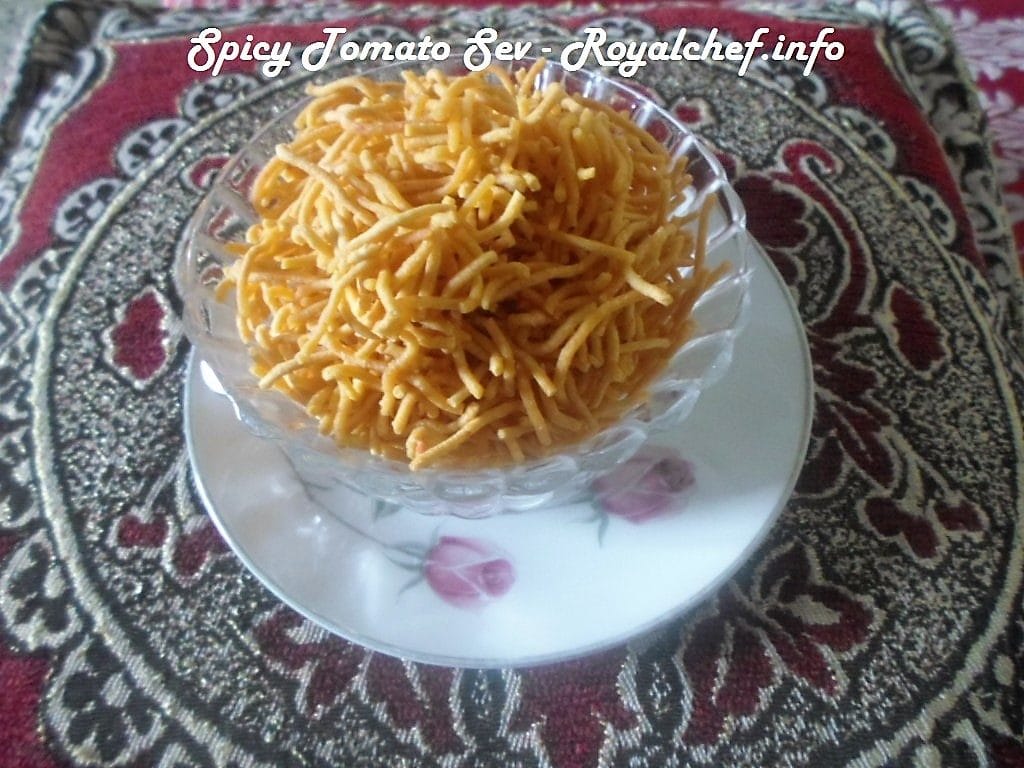 Spicy Tomato Sev for Diwali Faral | Royal Chef Sujata