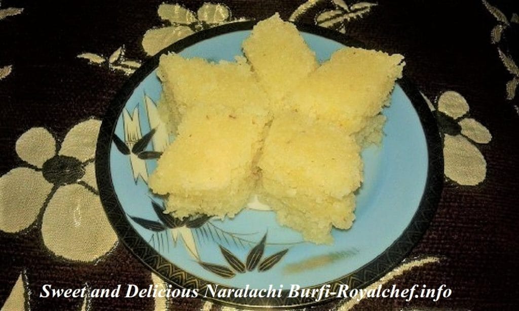 Sweet and Delicious Naralachi Burfi Recipe in Marathi - Royal Chef Sujata