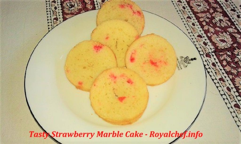 Tasty Strawberry Marble Cake Recipe in Marathi - Royal Chef Sujata